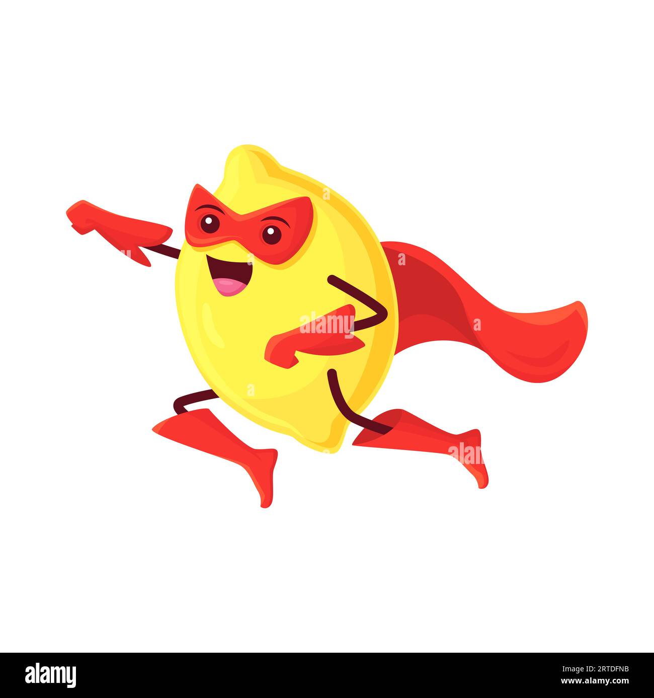 Cartoon lemon fruit superhero character. Funny vector citrus super hero ...