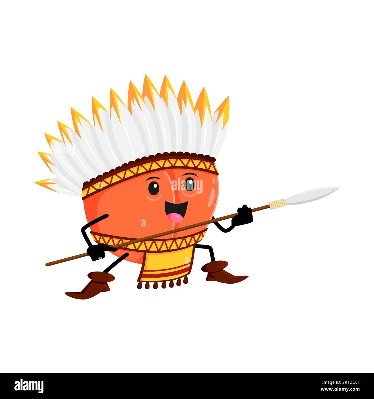 Cartoon peach native american or indian fruit character. Isolated ...