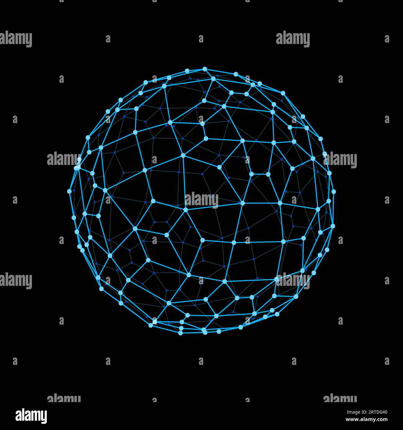Wireframe sphere and 3d futuristic polygon ball shape. Virtual ...