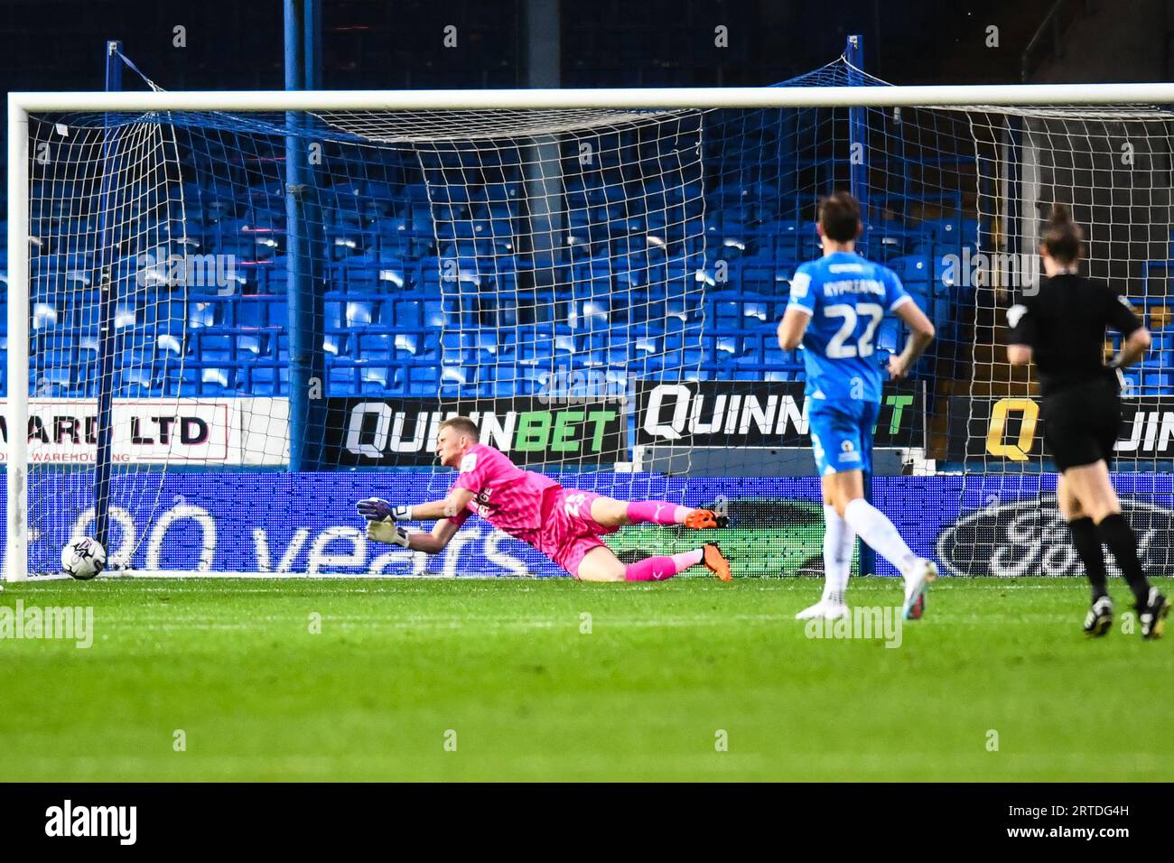 Goalkeeper Fynn Talley (25 Peterborough United) Makes save early on ...