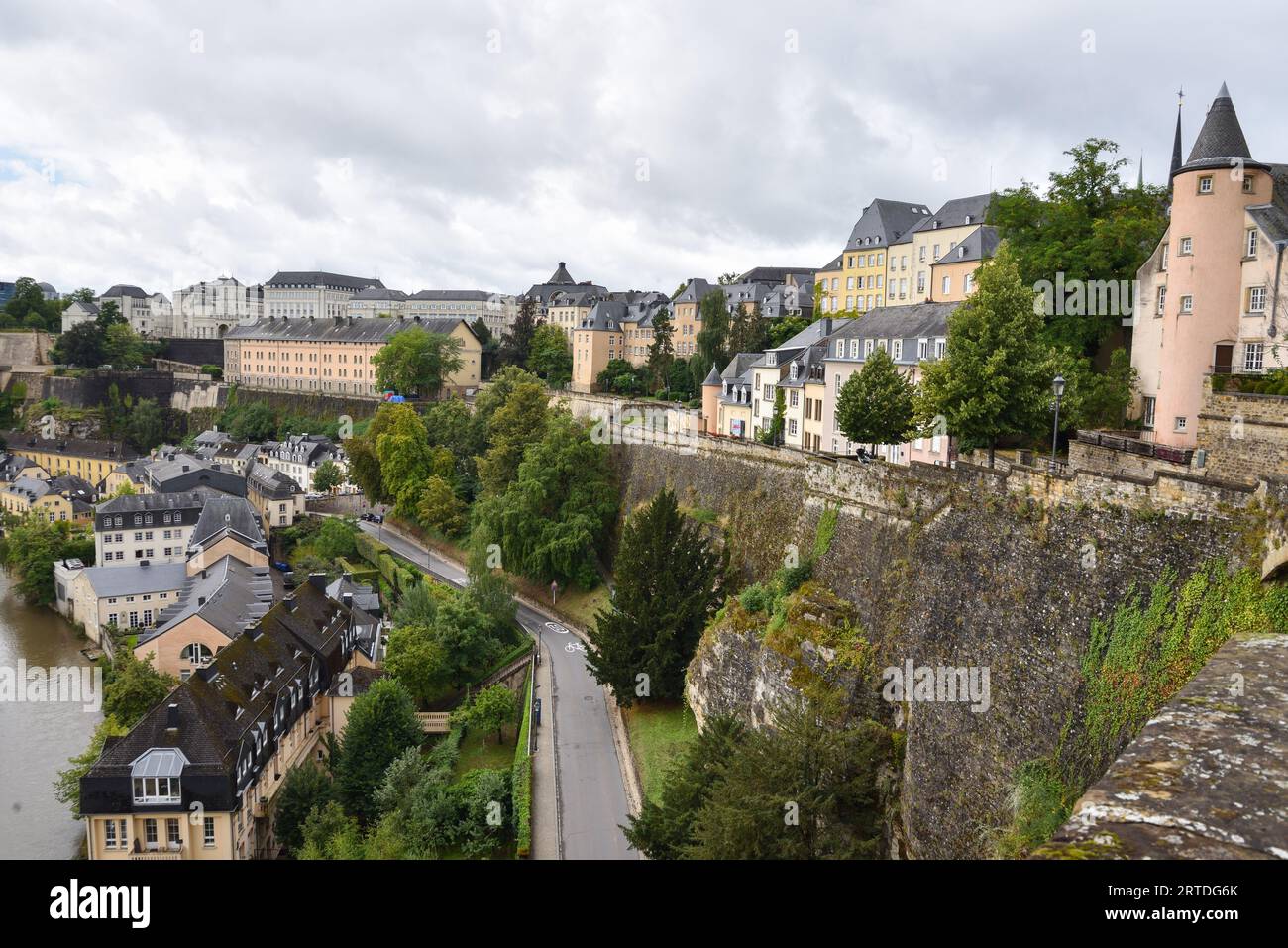 Alzette River, and Cityscape Panorama of Old Town, Luxembourg Stock ...