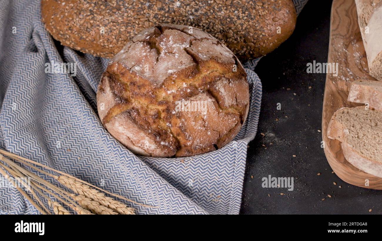Fresh bread on kitchen counter top. Homemade bread Stock Photo - Alamy