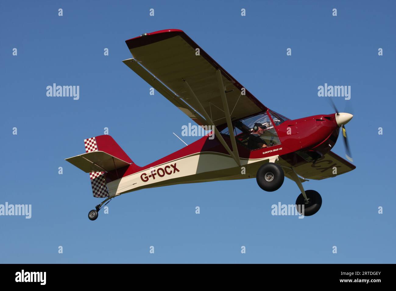 An Aeropro Ascent Eurofox 2K ultralight aircraft departs an airfield in ...