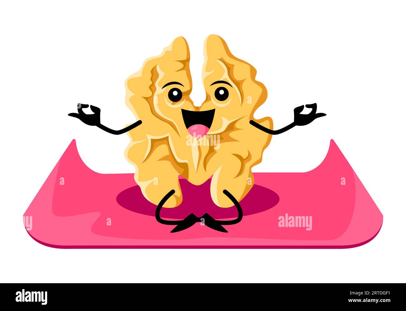 Cartoon walnut character on yoga or fitness sport. Vector happy funny ...