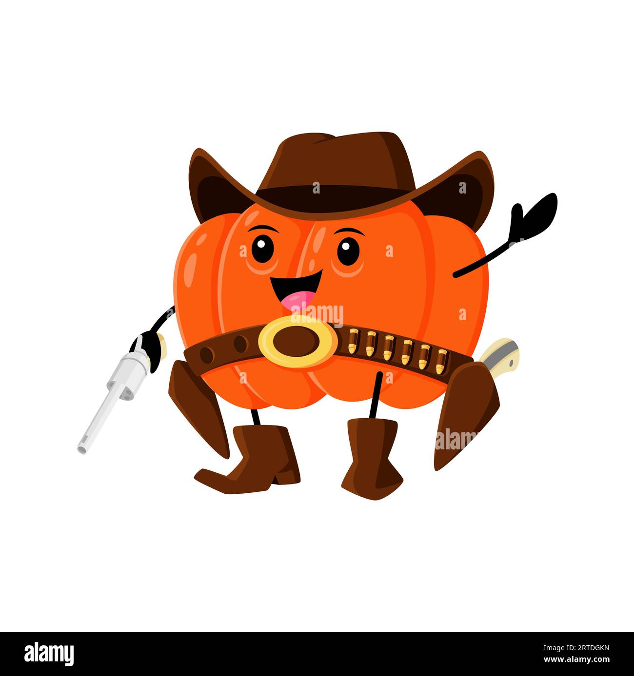 Cartoon pumpkin vegetable cowboy, ranger or bandit character. Vector ...
