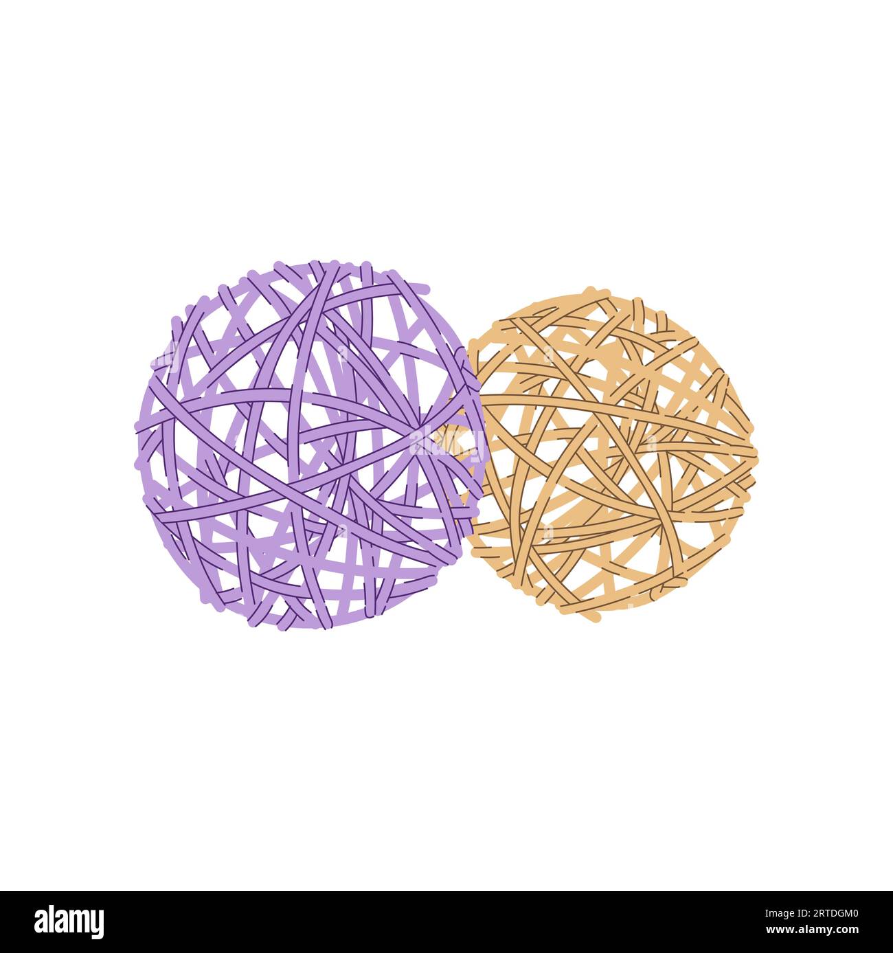 Wicker rattan balls, table and wedding party decoration. Vector sepak ...