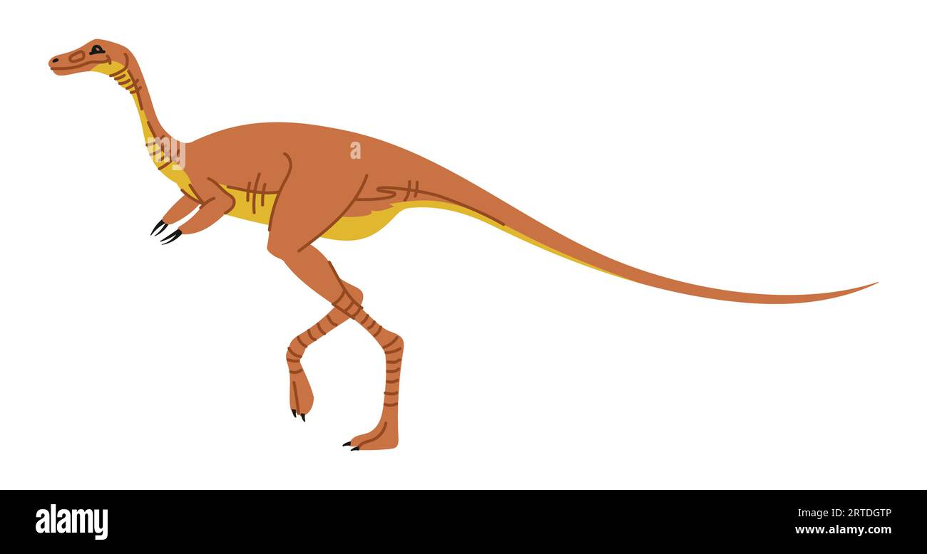 Troodon T-rex orange isolated cartoon dinosaur character. Vector ...
