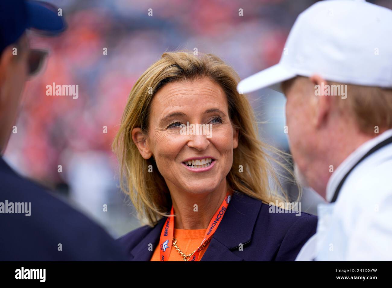 Denver Broncos owner Carrie Walton Penner looks on before an NFL ...