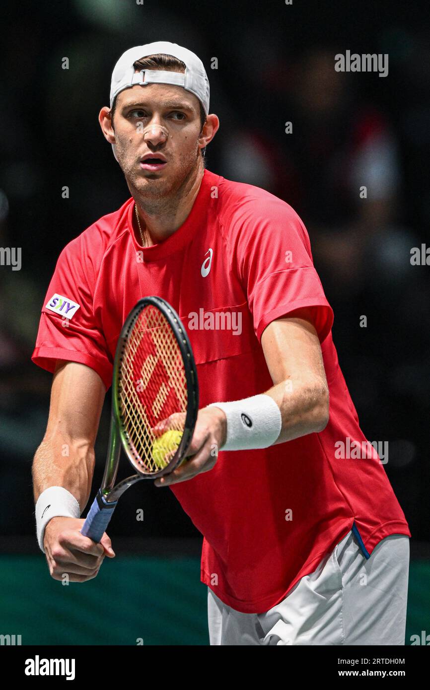 Bologna, Nicolas Jarry (Chile) during the Davis Cup finals between ...