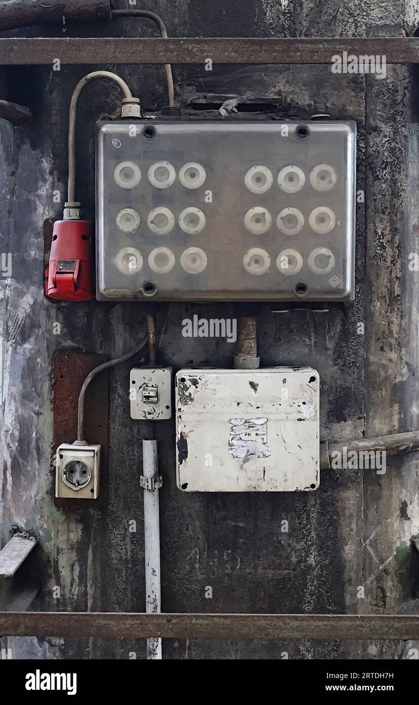 Very Old Electric Installtion With Cables And Fuses Stock Photo - Alamy