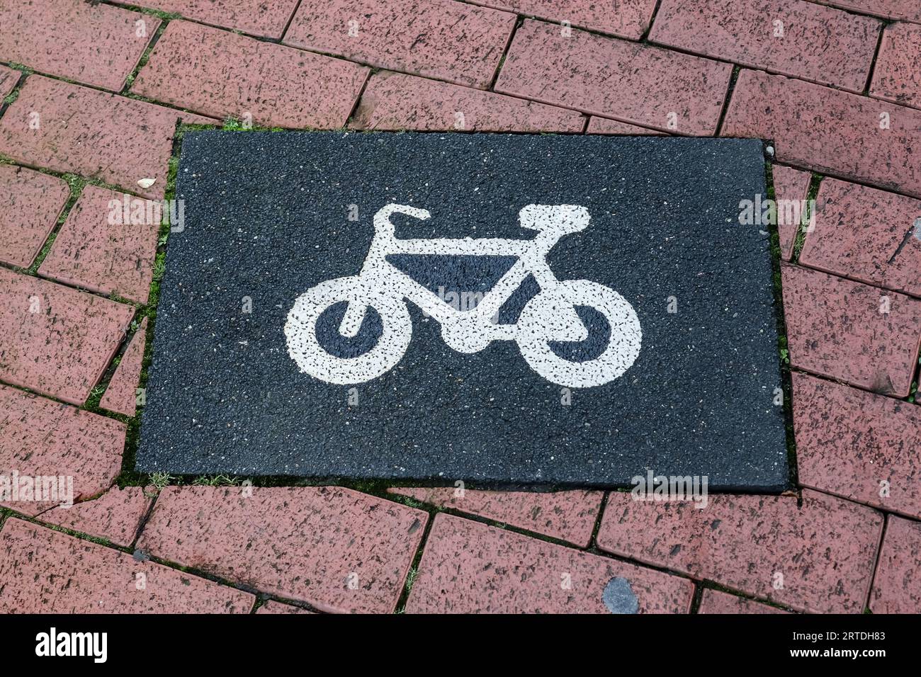 Painted Bicycle Signs On Asphalt Found In The Streets Of Germany Stock ...