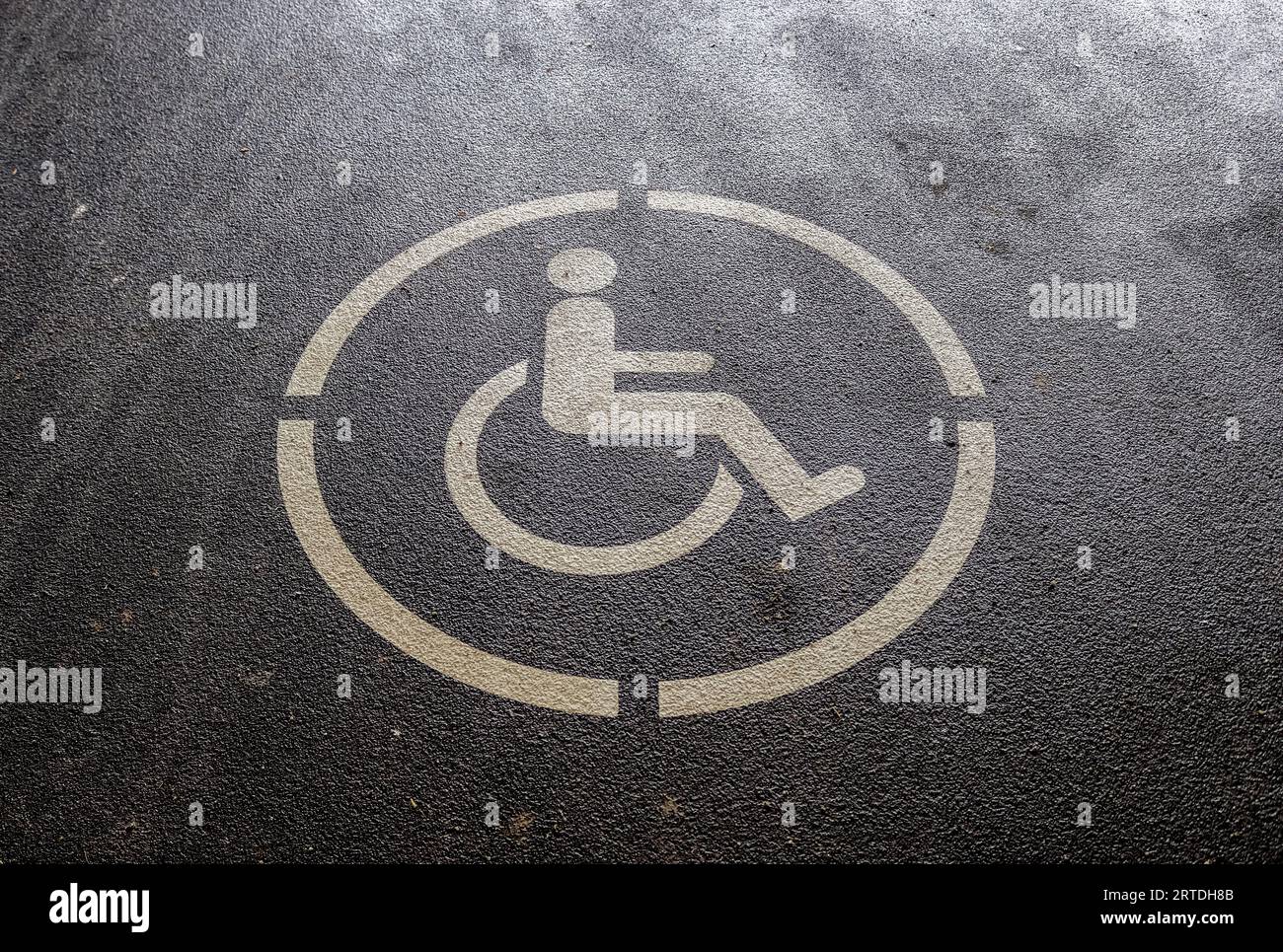 Parking Lot With Painted Sign Of Wheelchair. Parking Spaces For ...