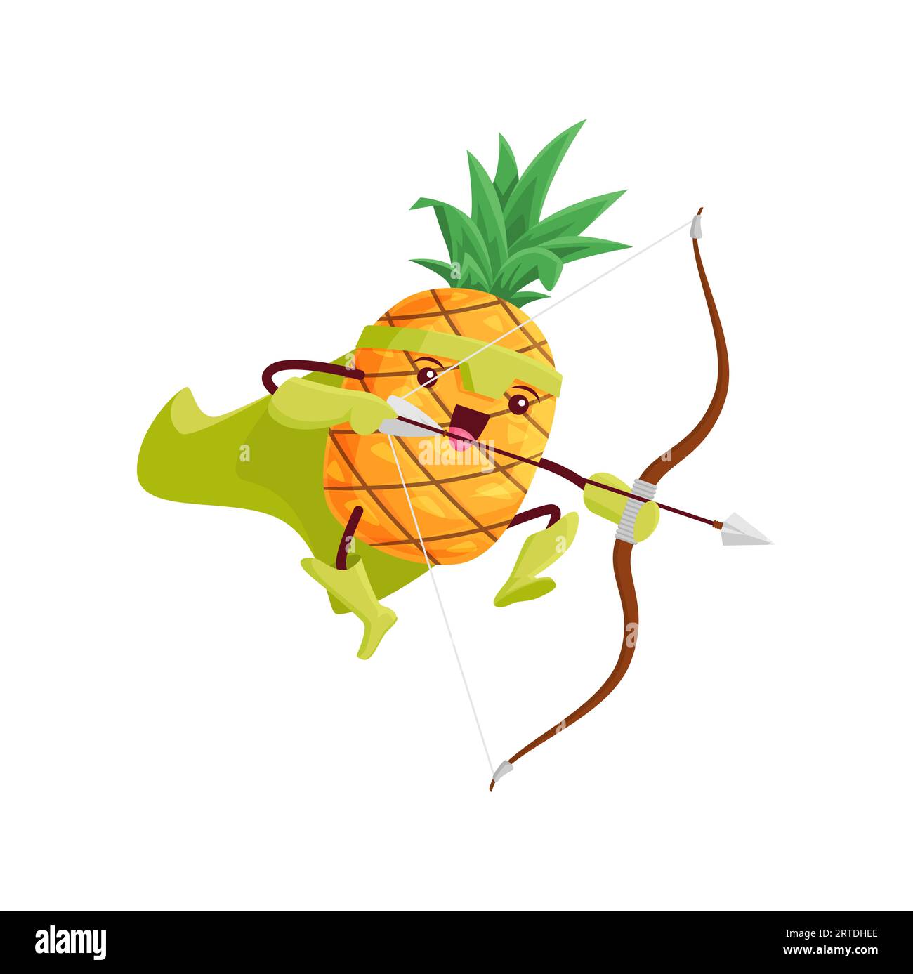 Cartoon pineapple superhero and defender character. Vector fruit Robin ...