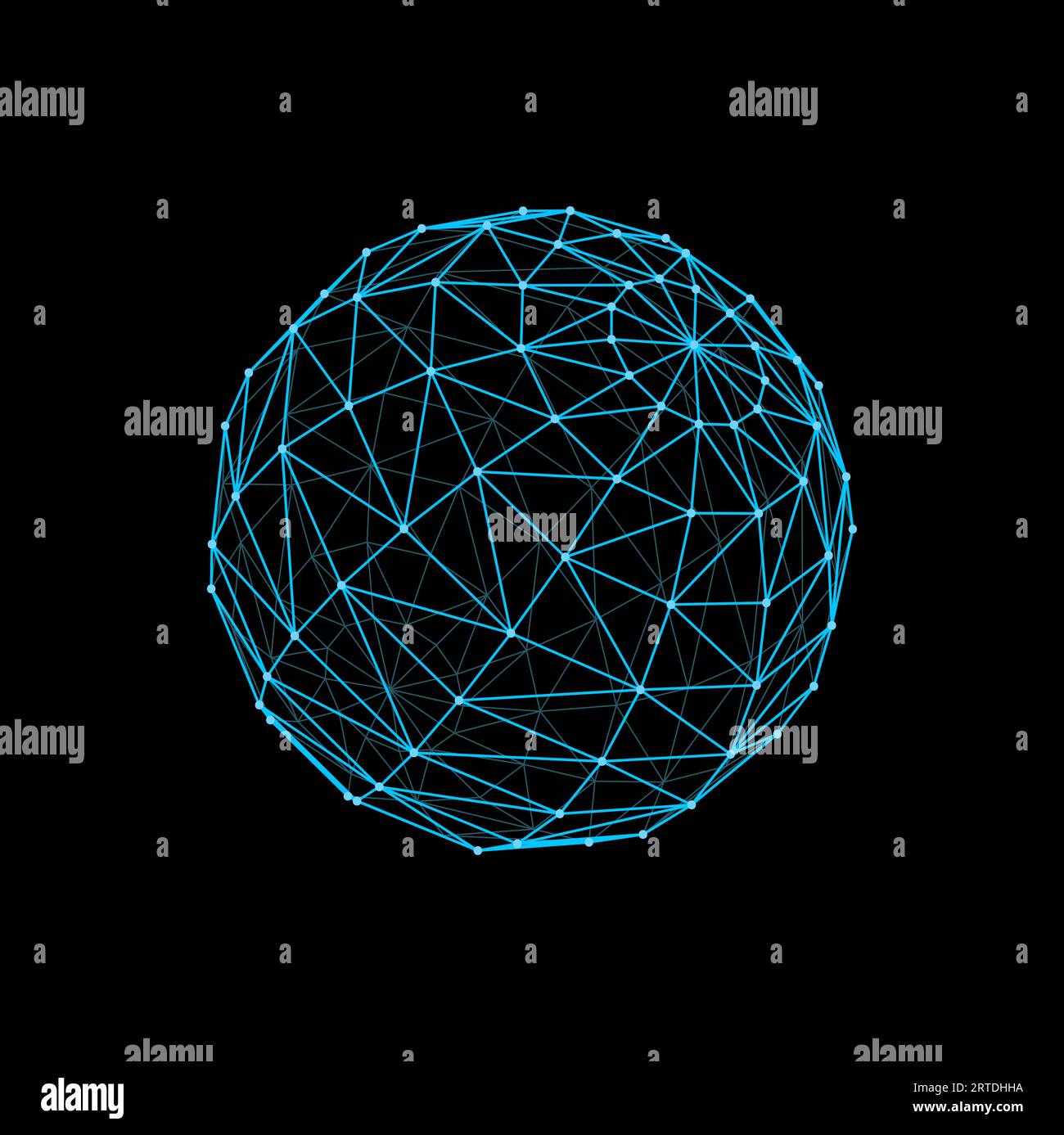 3d futuristic ball, wireframe sphere shape. Virtual mesh model ...
