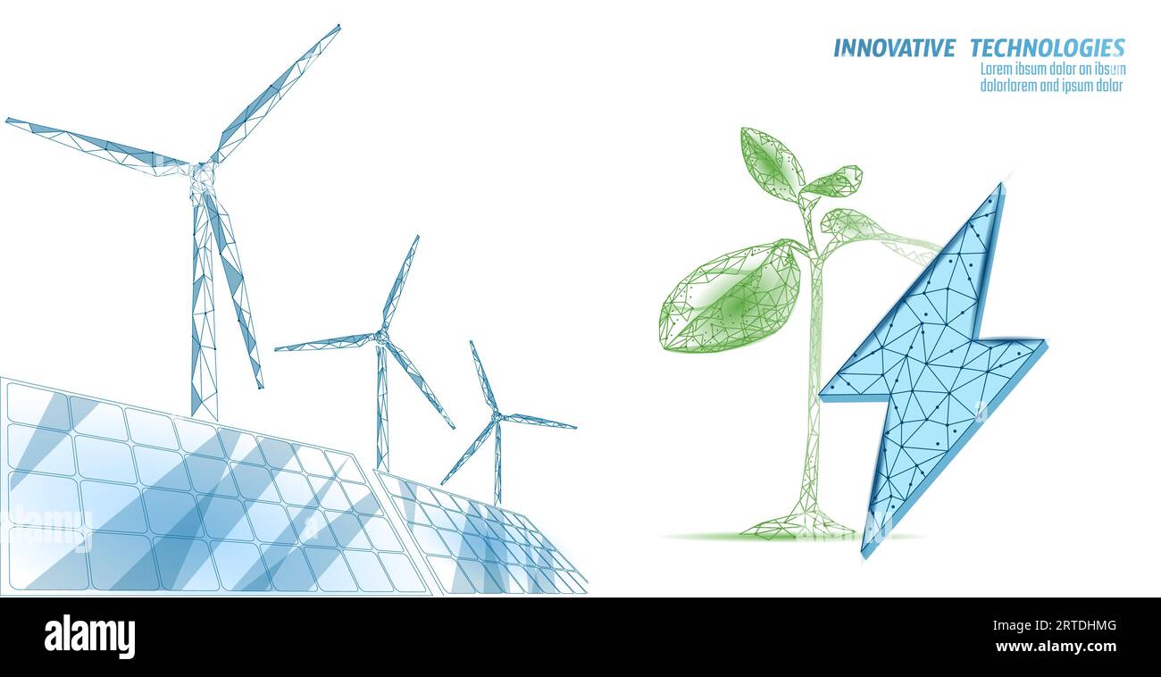 3D windmills ecology forest concept. Save environment wind green tree ...