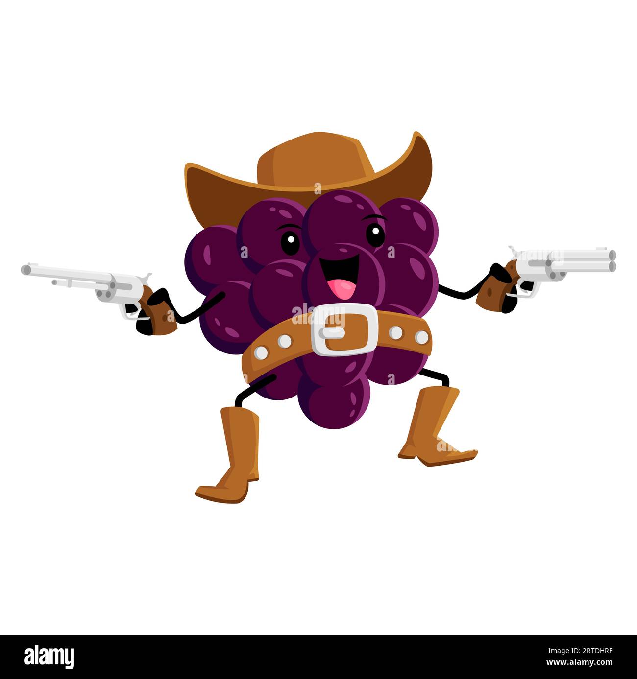 Cartoon grapes cowboy, sheriff, ranger or robber character. Vector wild ...