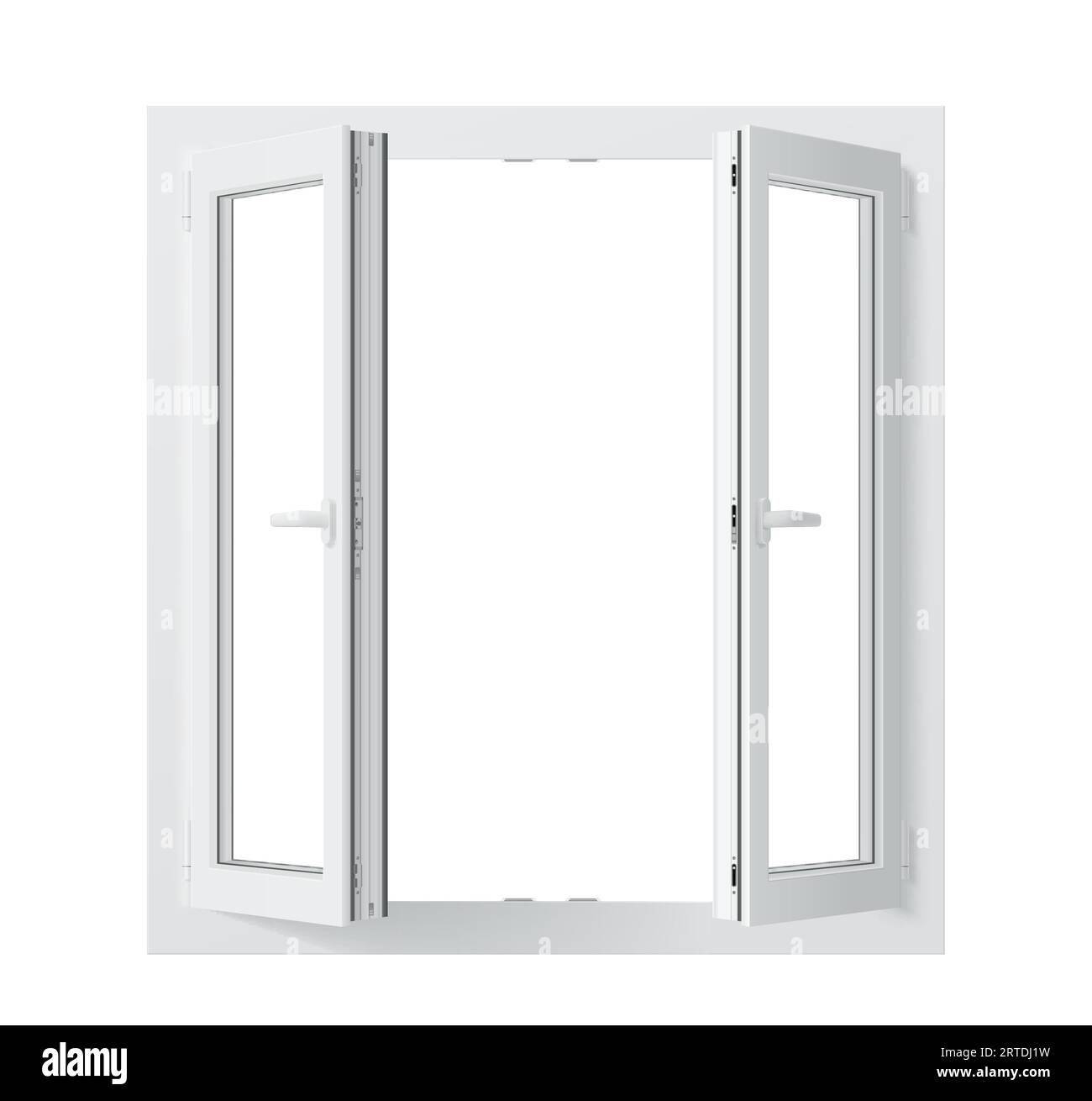 Realistic pvc window with clear glass panes, sturdy frame and smooth ...