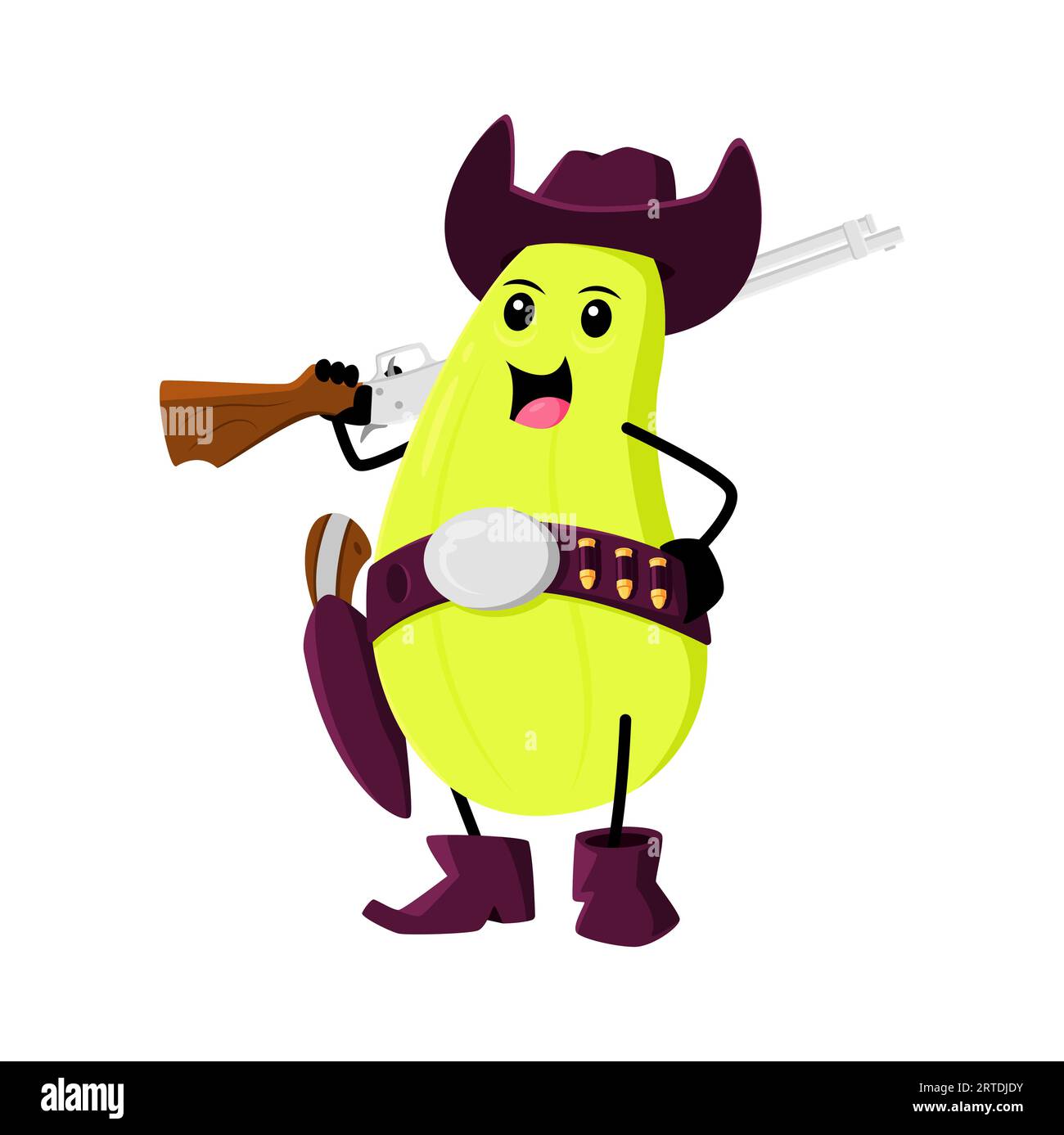 Cartoon squash vegetable funny cowboy, sheriff, robber, bandit and ...