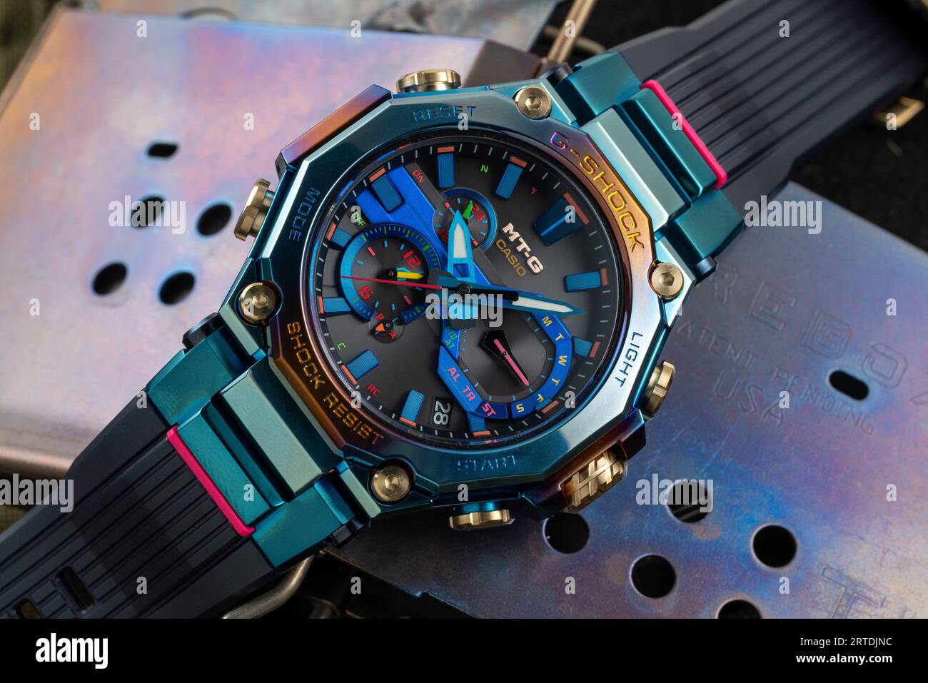 Casio G-Shock MT-G MTG-B2000PH-2AER Blue Phoenix shot on top of ...