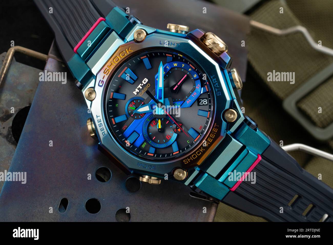 Casio G-Shock MT-G MTG-B2000PH-2AER Blue Phoenix shot on top of ...