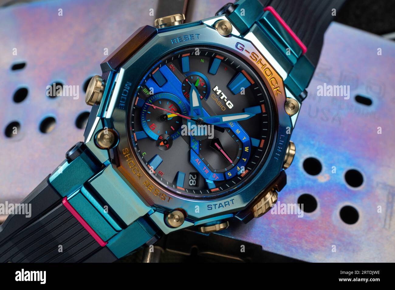 Casio G-Shock MT-G MTG-B2000PH-2AER Blue Phoenix shot on top of ...