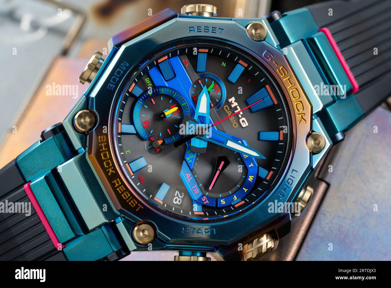 Casio G-Shock MT-G MTG-B2000PH-2AER Blue Phoenix shot on top of ...