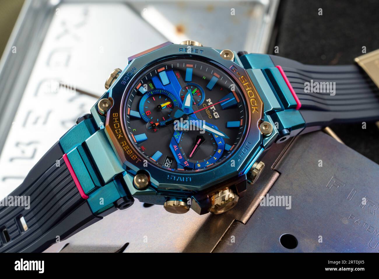 Casio G-Shock MT-G MTG-B2000PH-2AER Blue Phoenix shot on top of ...