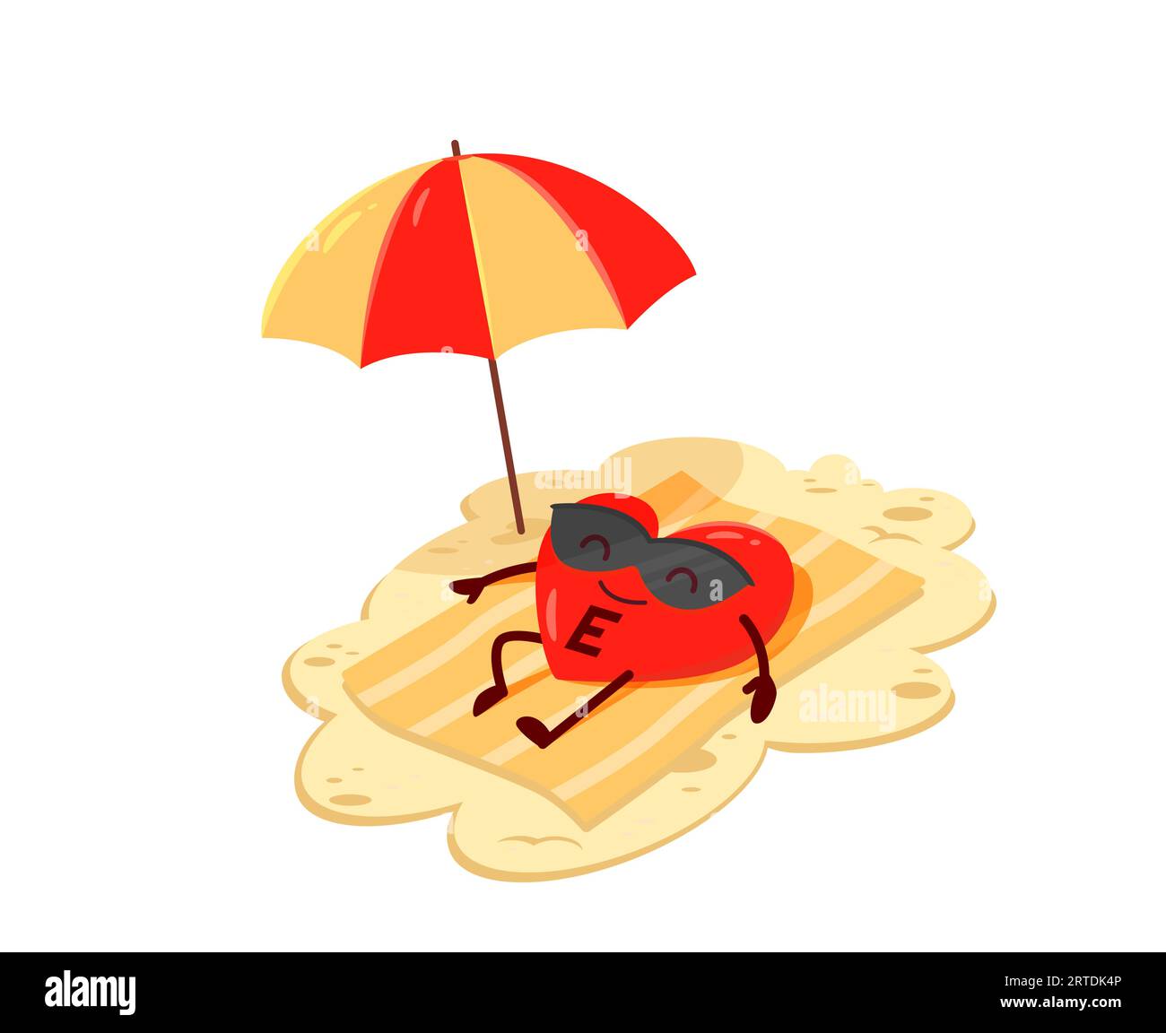 Cartoon vitamin e character on the beach. Micronutrient capsule ...