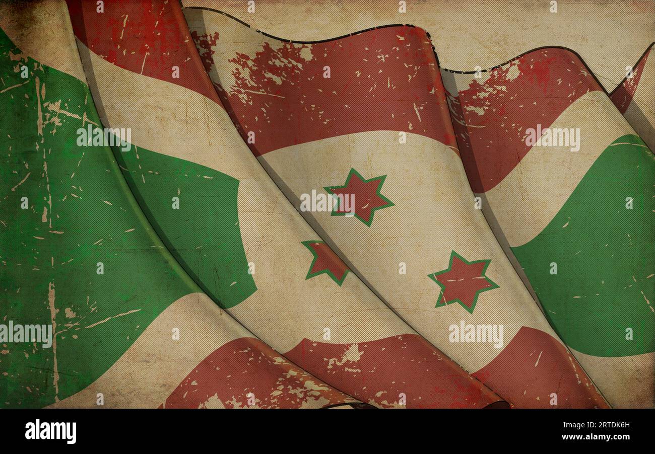 Background illustration of an old paper with a print of a waving Flag ...