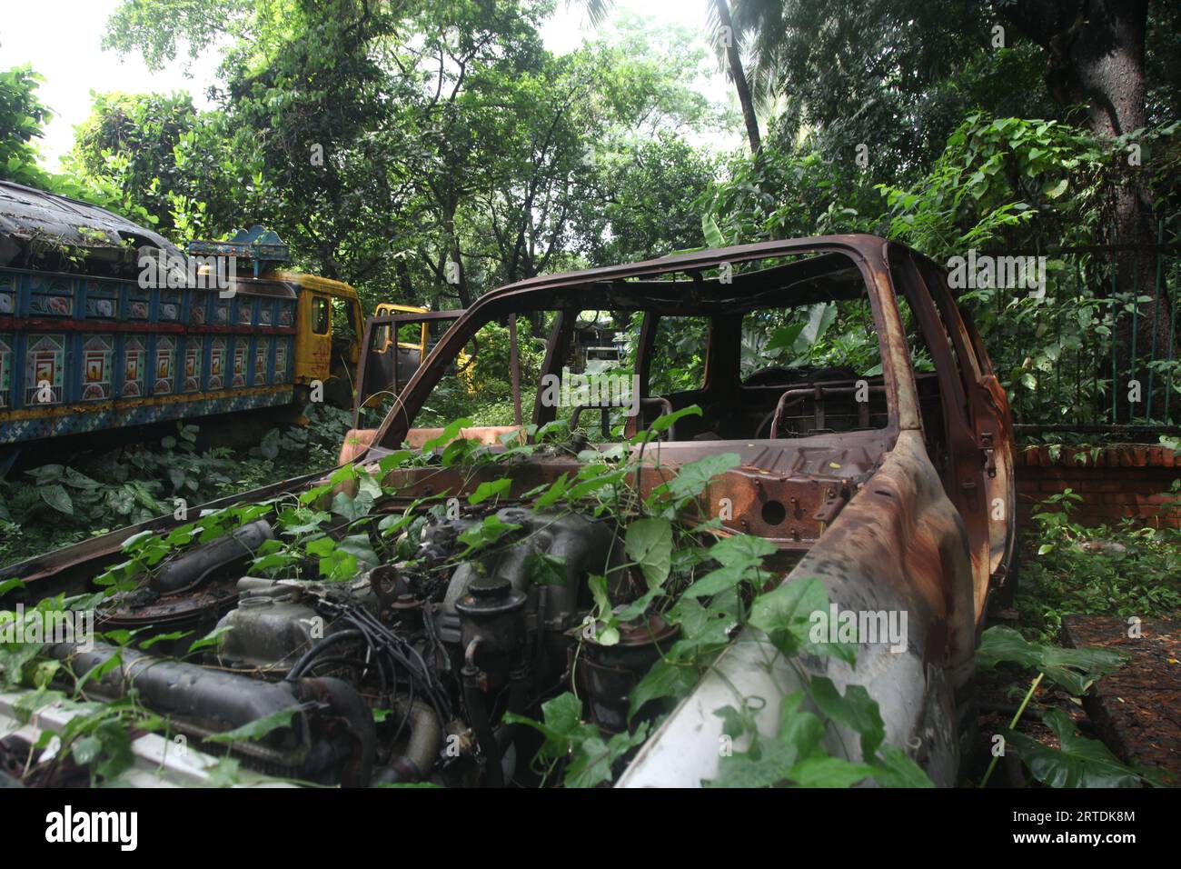 Dhaka, Bangladesh – September 12, 2023: Impounded vehicles have been ...