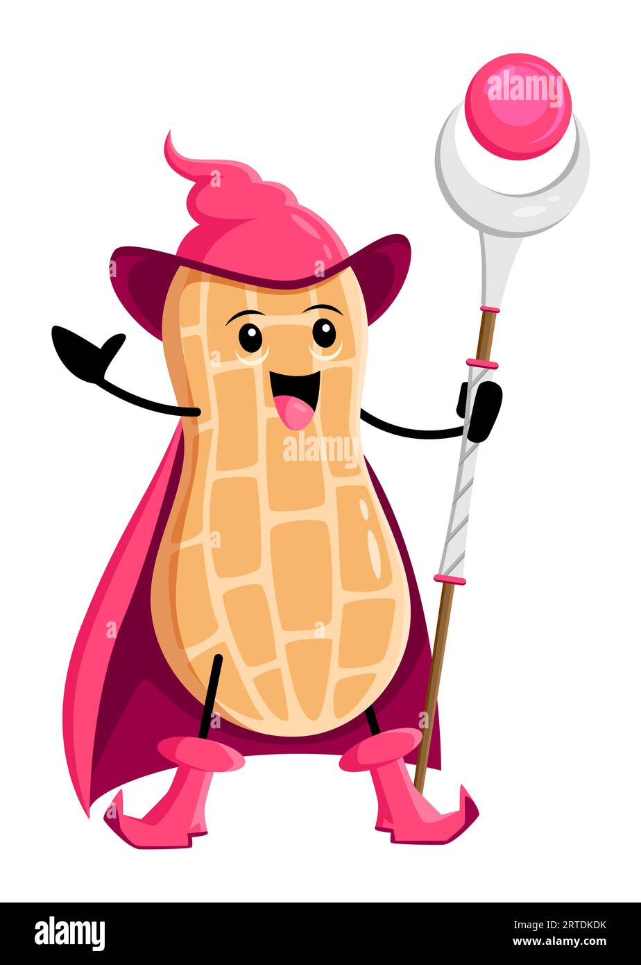 Cartoon peanut pod nut wizard character. Isolated vector funny wiz cast ...