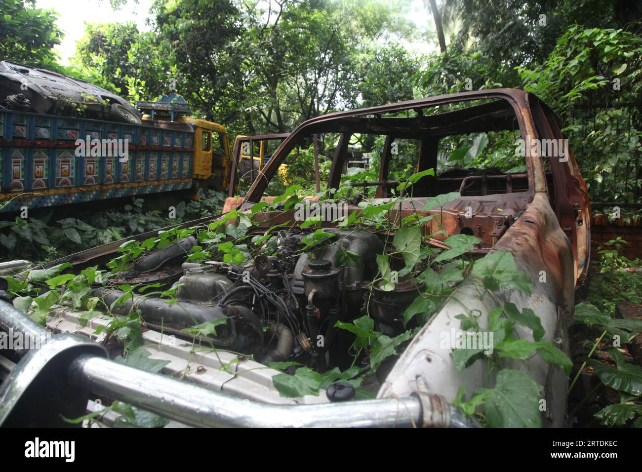 Dhaka, Bangladesh – September 12, 2023: Impounded vehicles have been ...