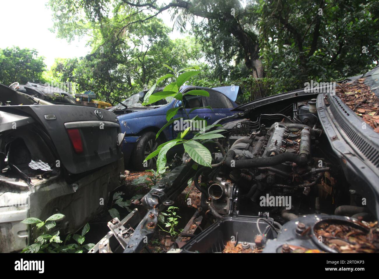 Dhaka, Bangladesh – September 12, 2023: Impounded vehicles have been ...
