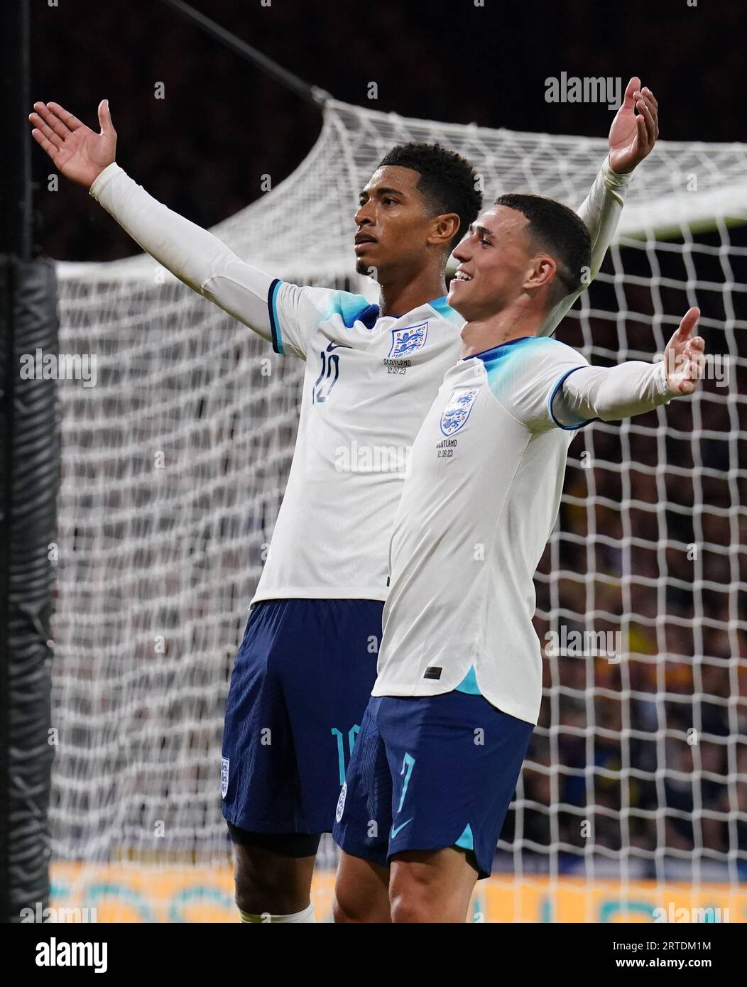 England’s Jude Bellingham celebrates scoring his sides second goal with ...