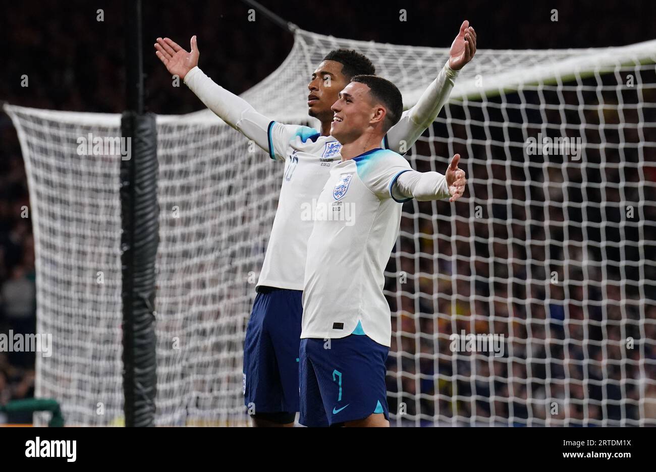 England’s Jude Bellingham celebrates scoring his sides second goal with ...