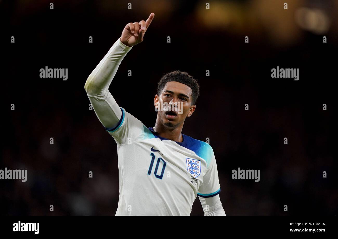 England’s Jude Bellingham celebrates scoring his sides second goal ...