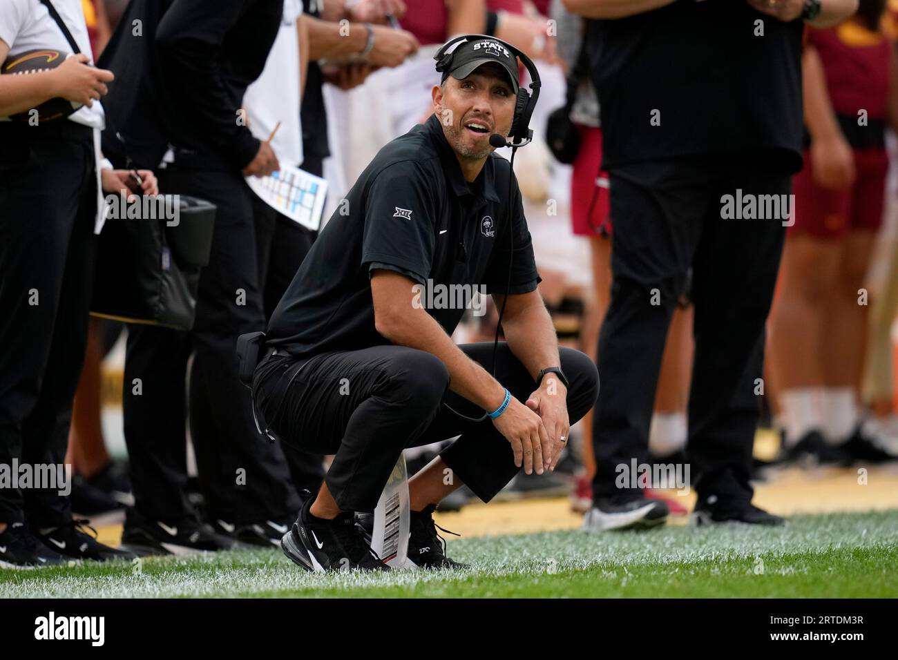 Iowa State head coach Matt Campbell watches from the sideline during ...