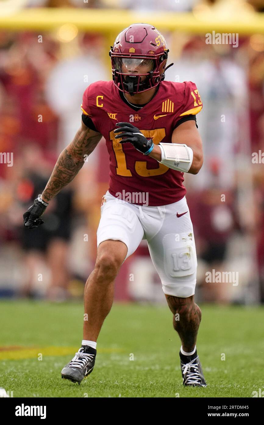 Iowa State wide receiver Jaylin Noel (13) runs up field during the ...