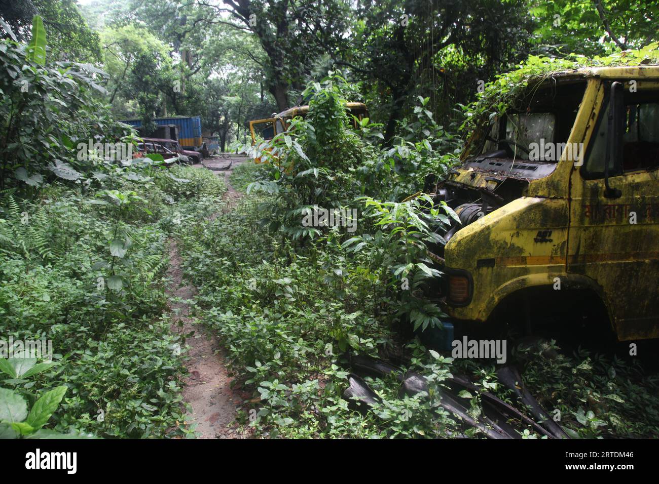 Dhaka, Bangladesh – September 12, 2023: Impounded vehicles have been ...
