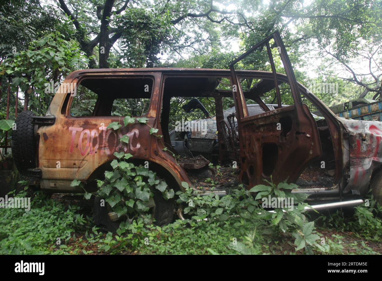 Dhaka, Bangladesh – September 12, 2023: Impounded vehicles have been ...