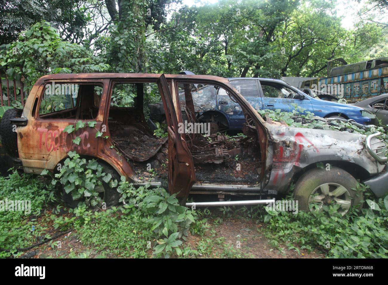 Dhaka, Bangladesh – September 12, 2023: Impounded vehicles have been ...