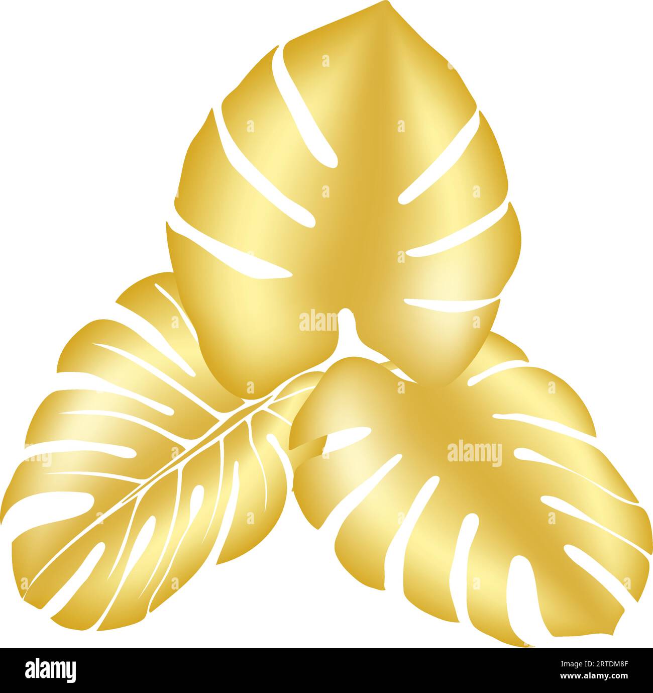 Vector art of monstera leaves in gold. Golden tropical palm leaf.. For packaging perfumes ...