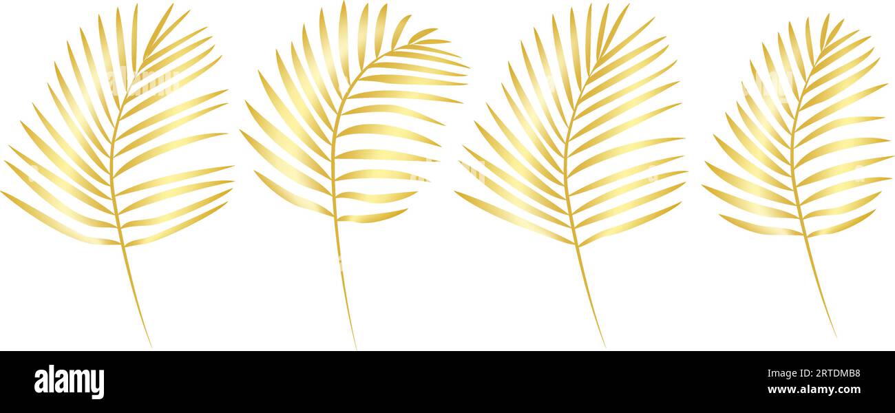An isolated vector palm leaf in a elegant gold. Golden tropical leaf ...