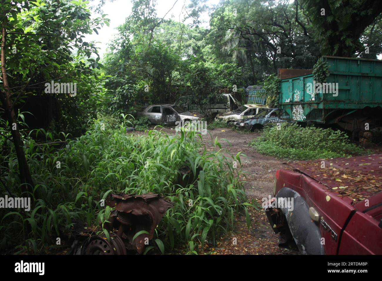 Dhaka, Bangladesh – September 12, 2023: Impounded vehicles have been ...