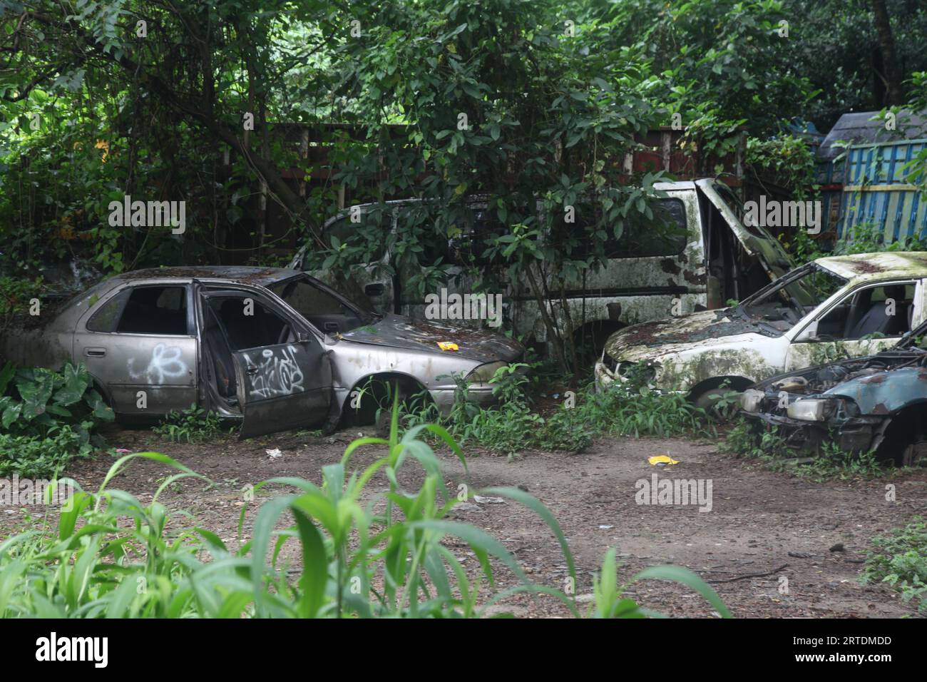 Dhaka, Bangladesh – September 12, 2023: Impounded vehicles have been ...