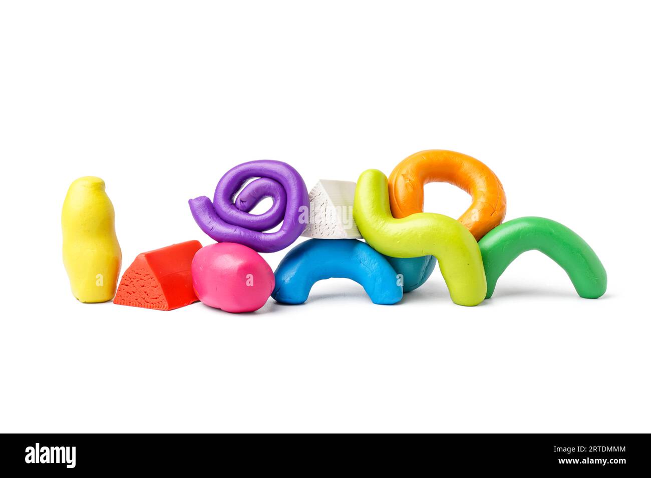 Set of colorful play dough on white background Stock Photo - Alamy
