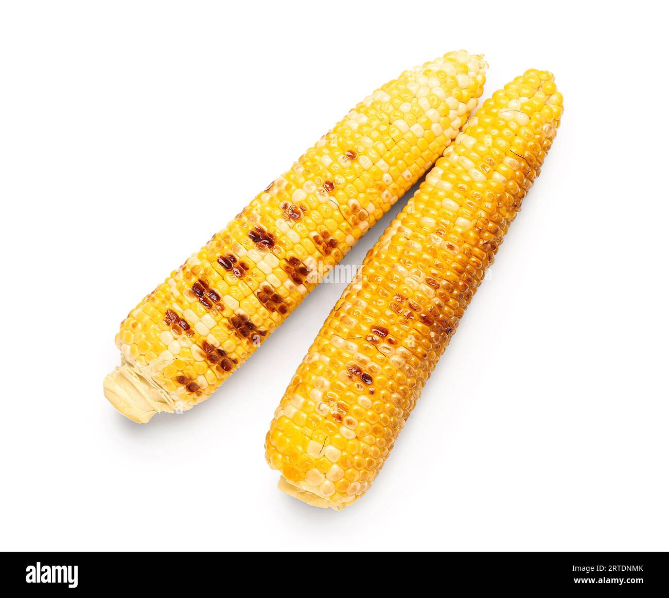 Tasty grilled corn cobs on white background Stock Photo - Alamy