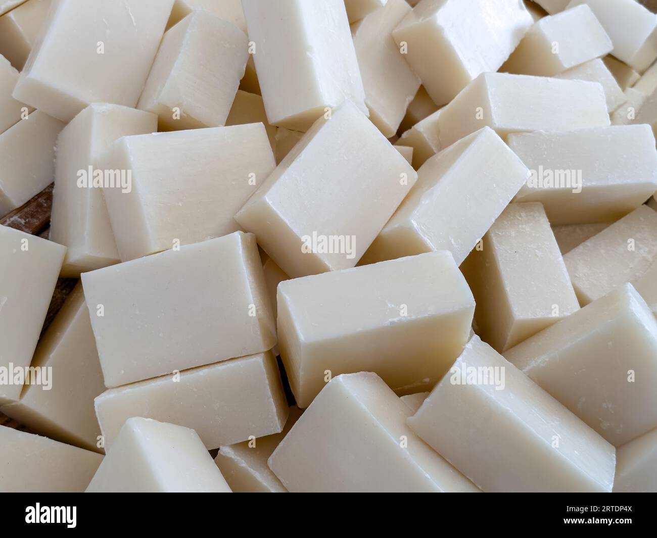 white natural olive oil soap background , Natural soap cut equally in a ...