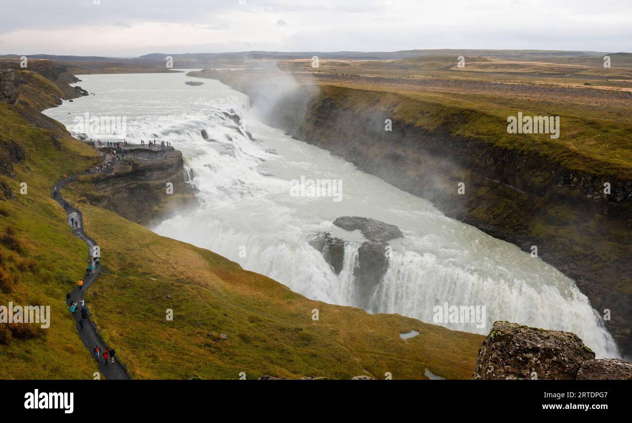 Gullfoss, Iceland. The famous waterfalls of Gullfoss, in the polar ...