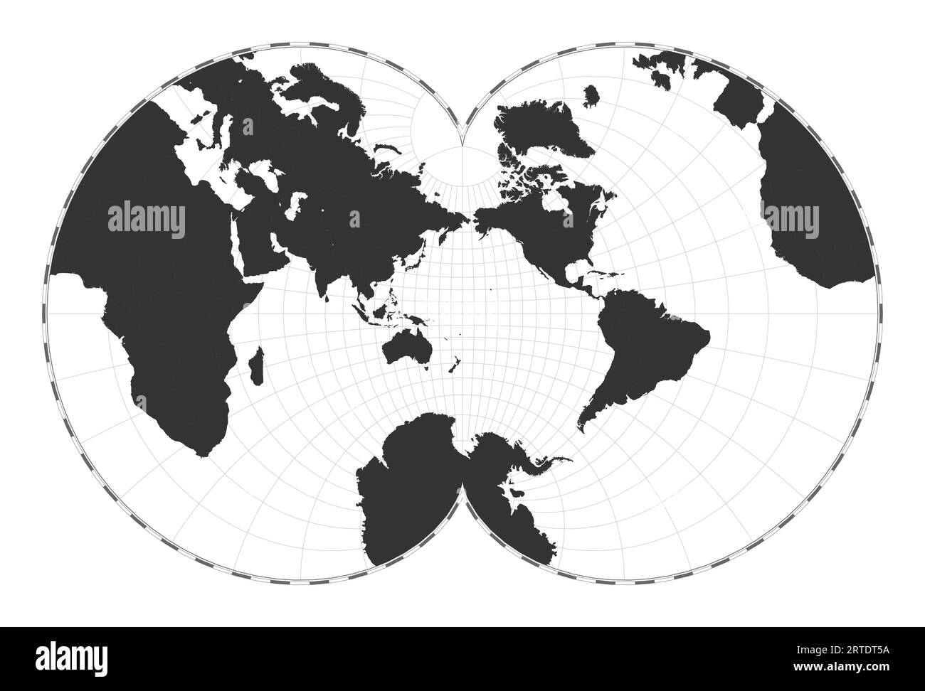 Vector world map. Eisenlohr conformal projection. Plain world ...